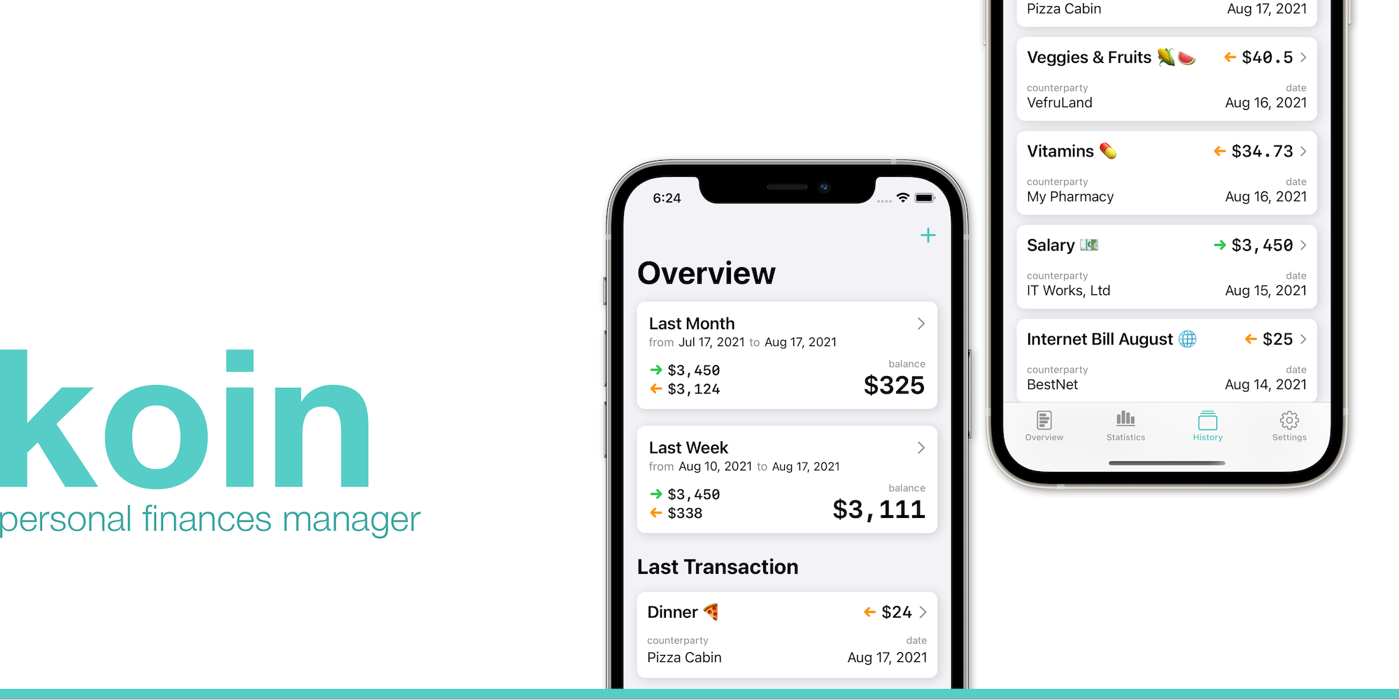 GitHub - jarih7/koin: Personal finances manager for iOS (uses CoreData instead of Cloud Firestore)