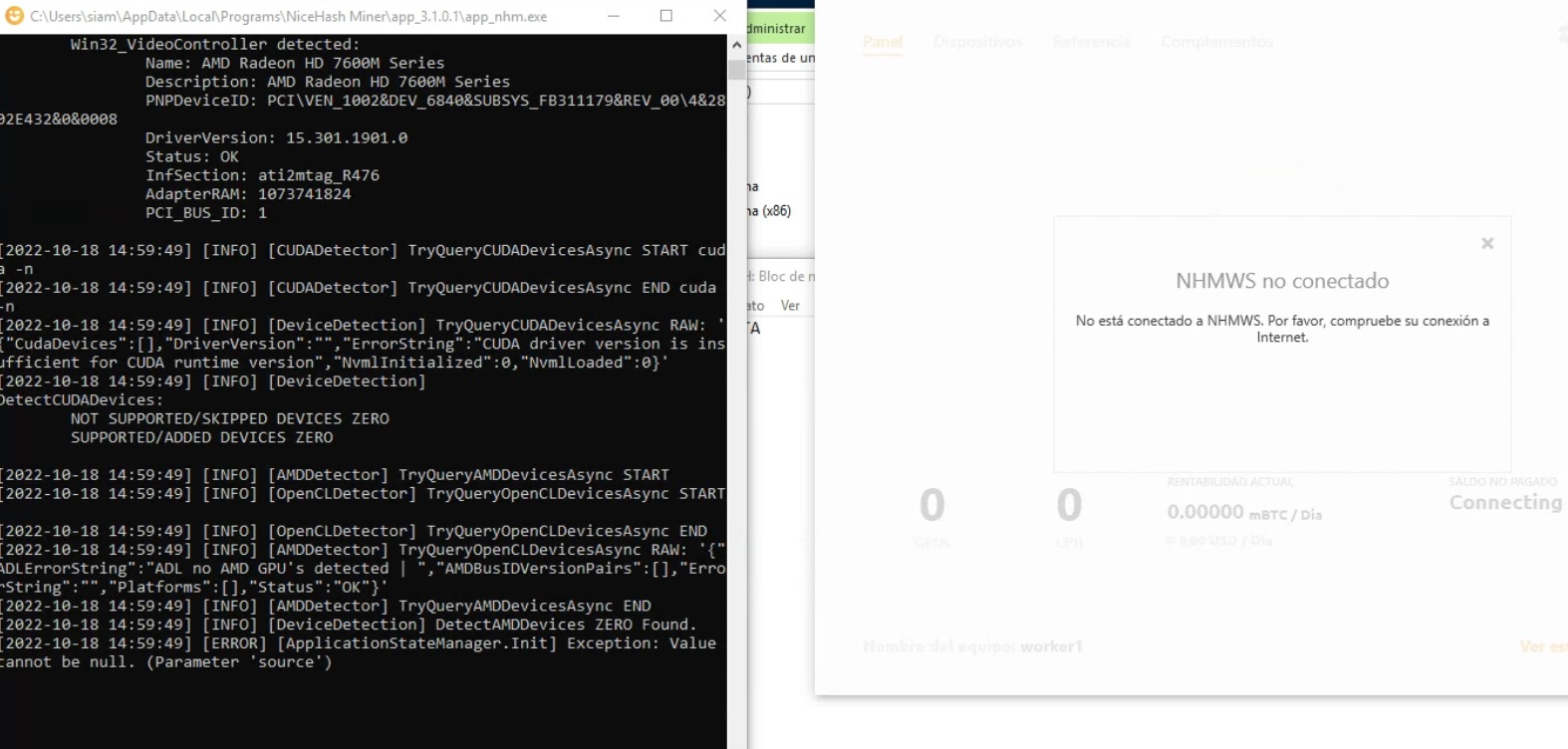 i cannot use xmrig cpu mining when the system have old drivers amd with nvdia ok. 3.1.0.1 fail 3 ...