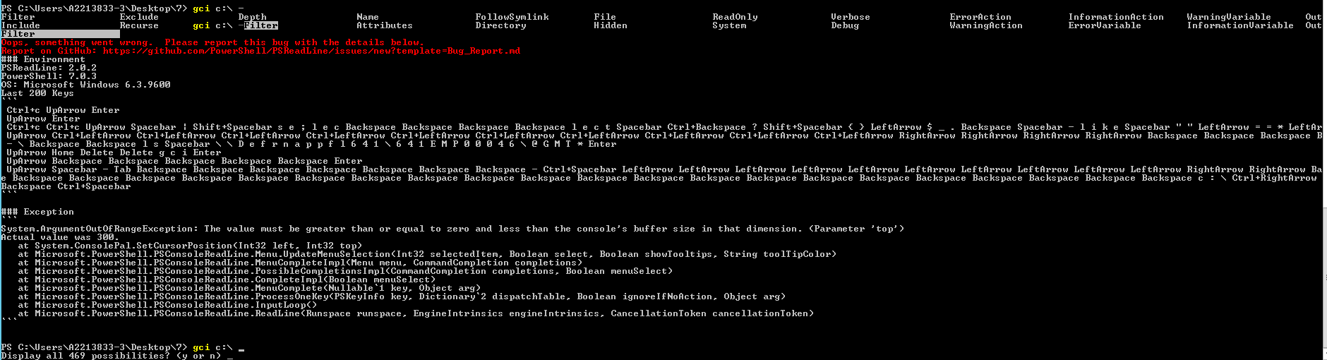 Error Using Powershell · Issue 1830 · Powershellpsreadline · Github