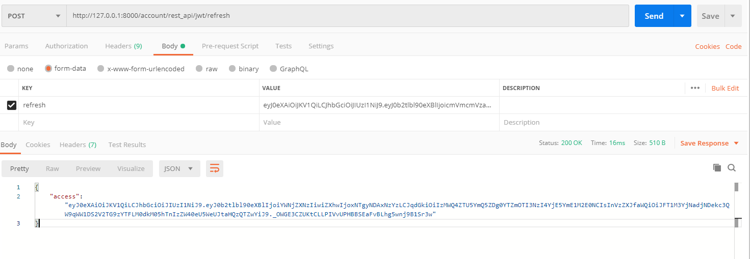 When Refreshing Token JSON Parse Error Expecting Value Line 1