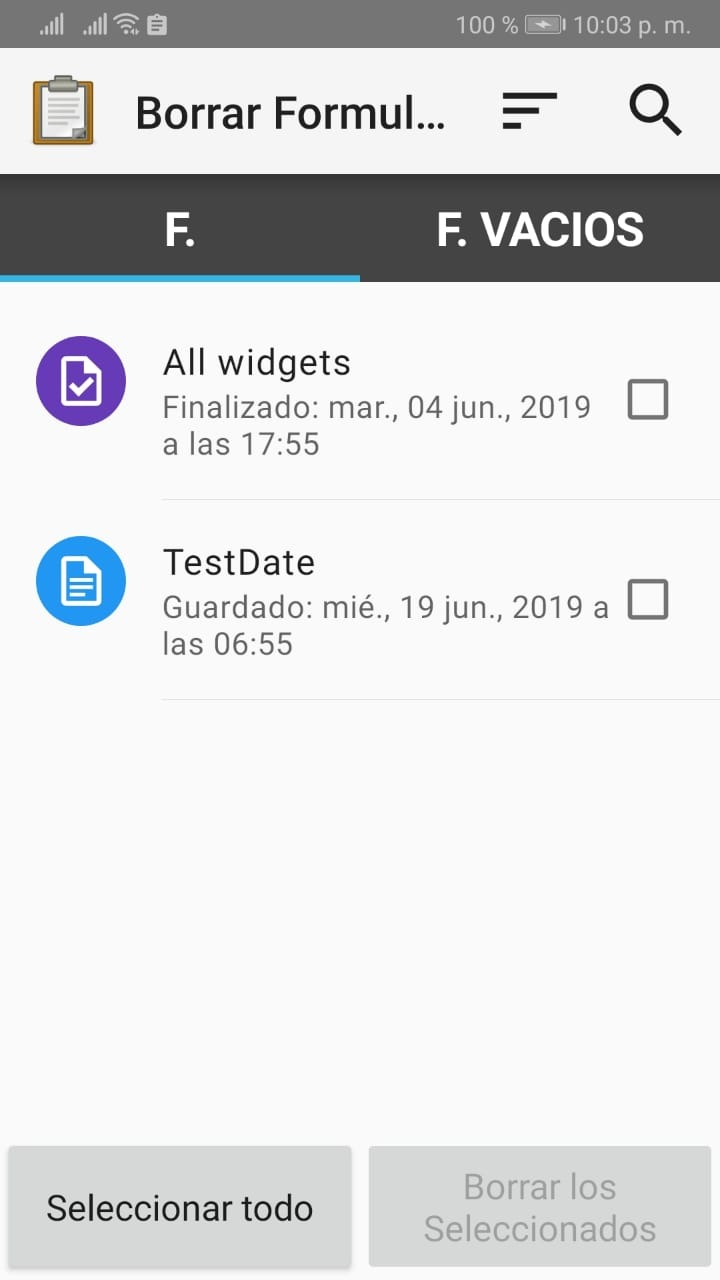 ODK Collect v1.22.4 - Spanish traslation in left tab is missed (Delete Saved Form) · Issue #3199 ...