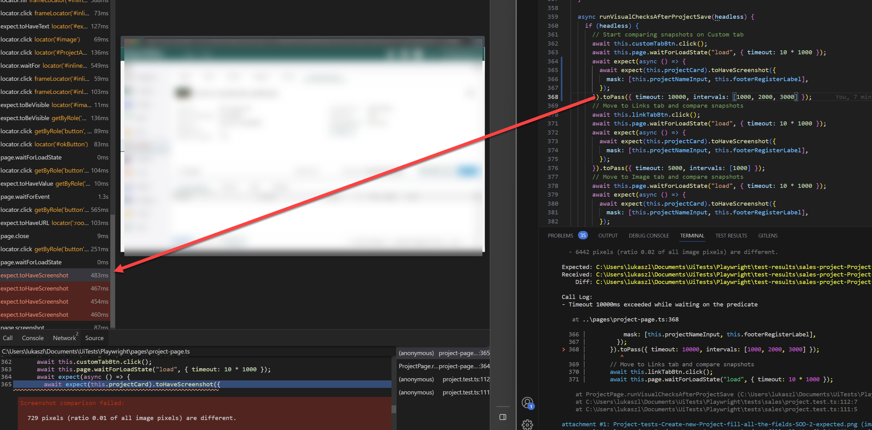 [Feature] make expect(locator).toHaveScreenshot less flaky by using target screenshot as goal ...