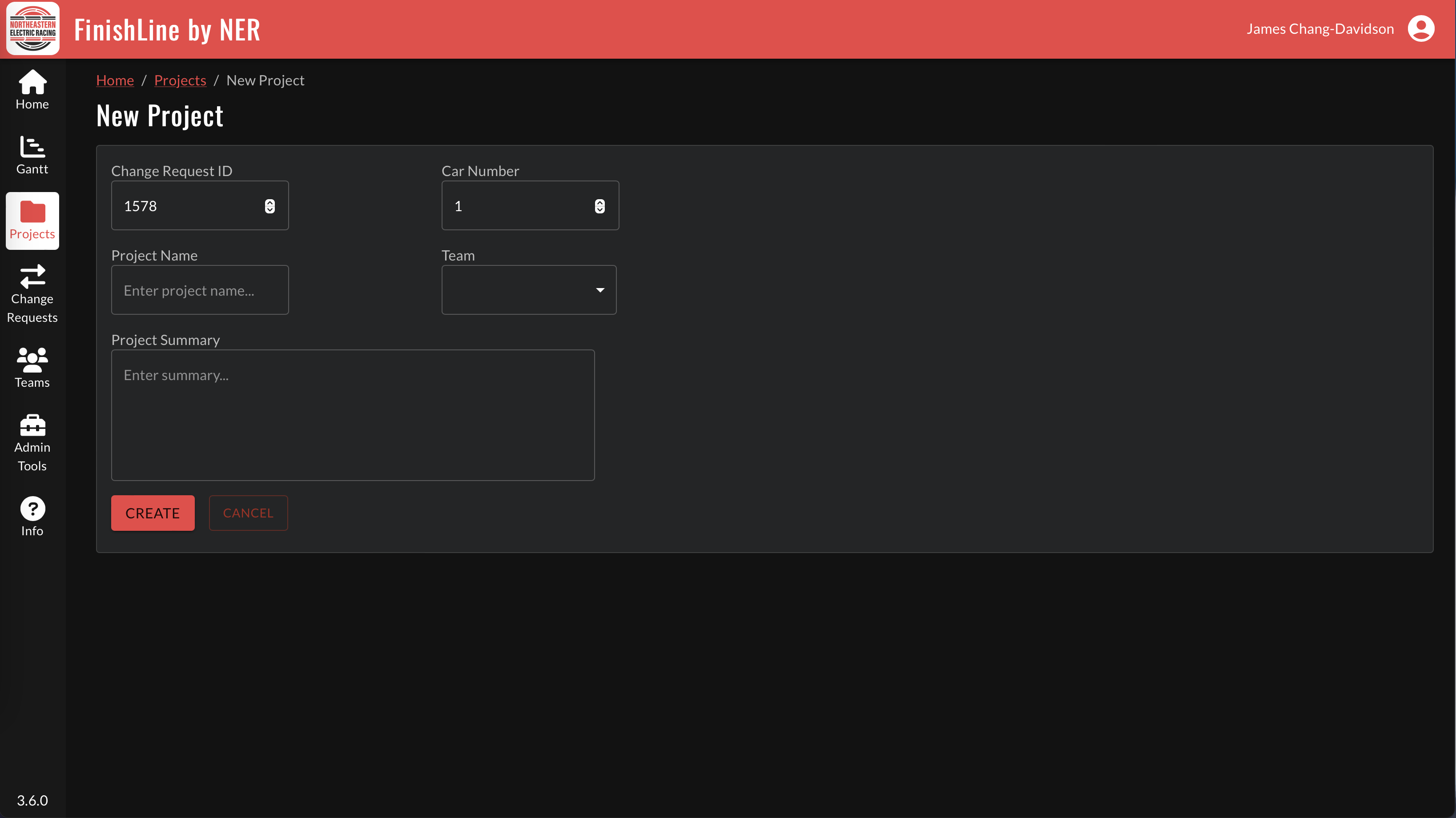 Improve Layout of Form Fields - New Project Form · Issue #925 · Northeastern-Electric-Racing ...