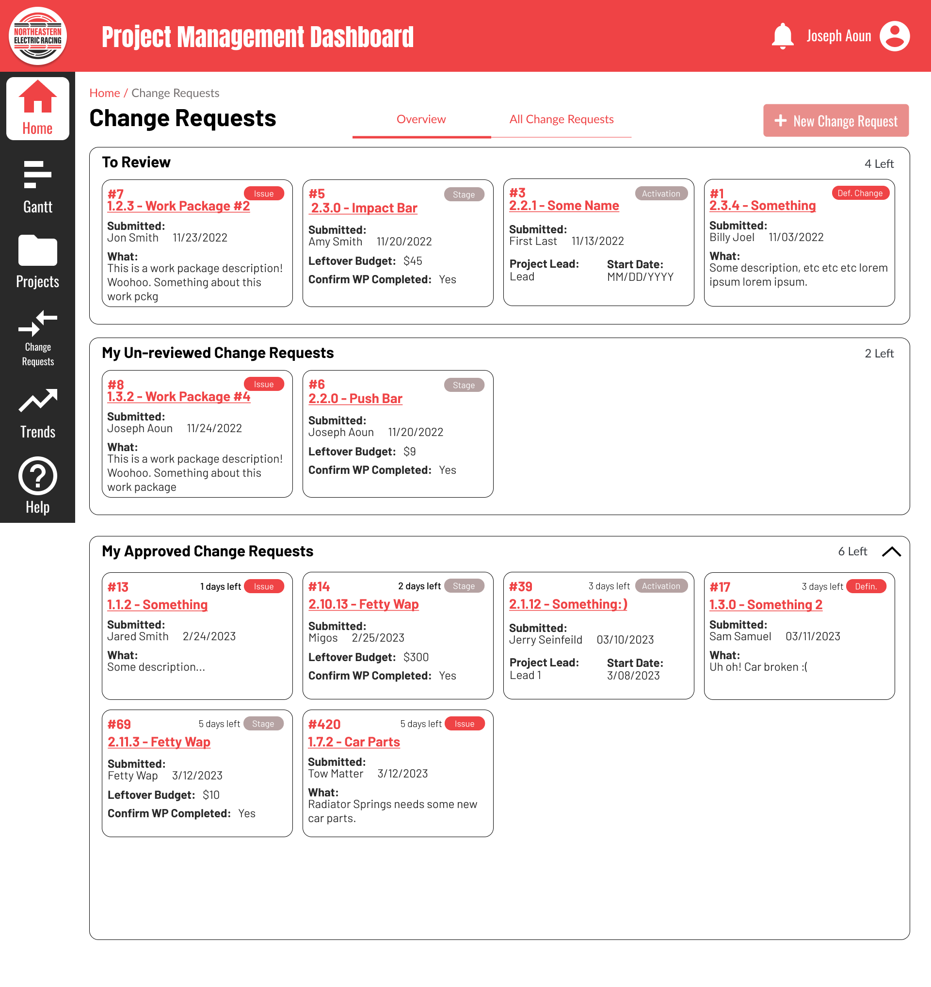Change Request Overview Page · Issue #1040 · Northeastern-Electric-Racing/FinishLine · GitHub