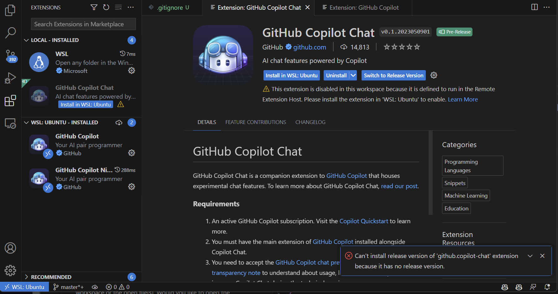 Copilot Chat enable issue (with access) + install issue in WSL · community · Discussion #55019 ...