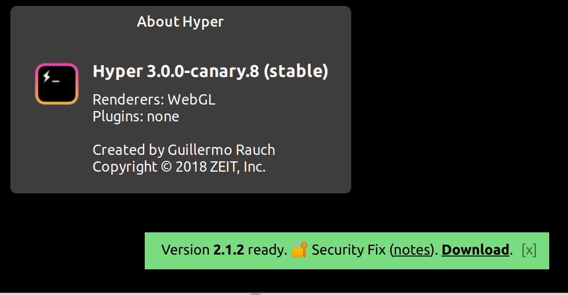 Update notification even though major is higher · Issue #3556 · vercel/hyper · GitHub