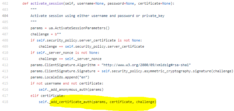 How to authenticate using Certificate and Private Key · Issue #778 · FreeOpcUa/python-opcua · GitHub