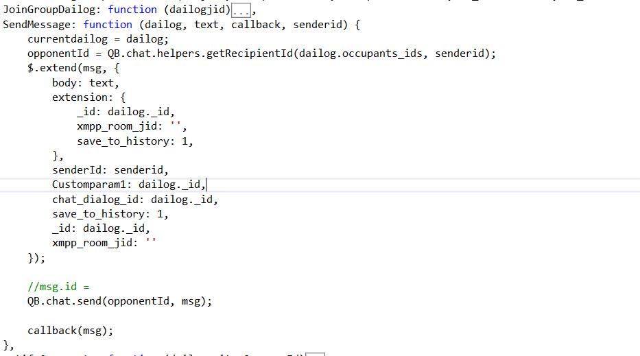 Quickblox messages are not getting saved to history,the messages are delivered to other user but ...