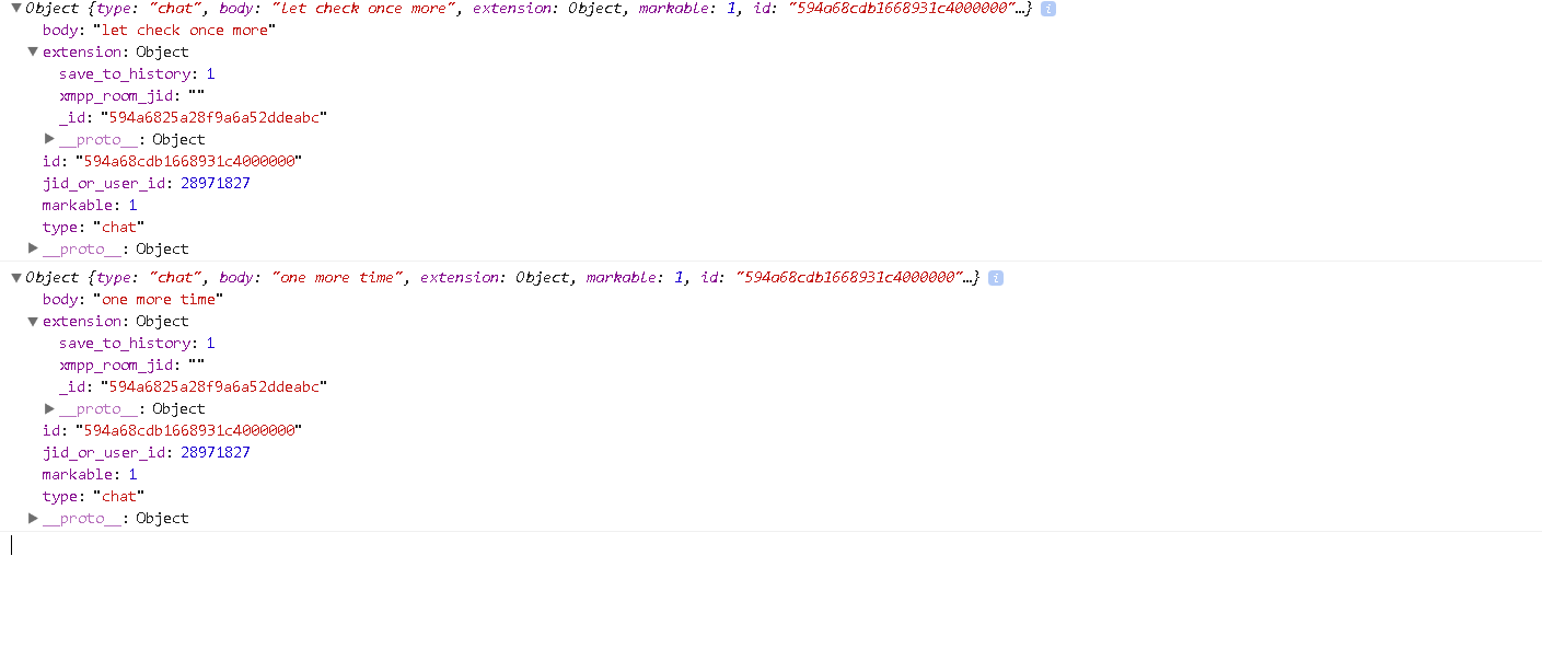 Quickblox messages are not getting saved to history,the messages are delivered to other user but ...
