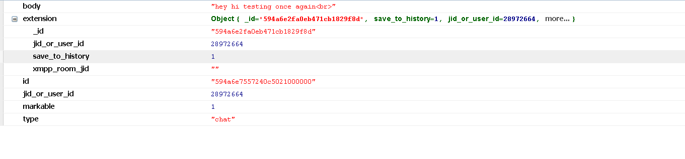 Quickblox messages are not getting saved to history,the messages are delivered to other user but ...