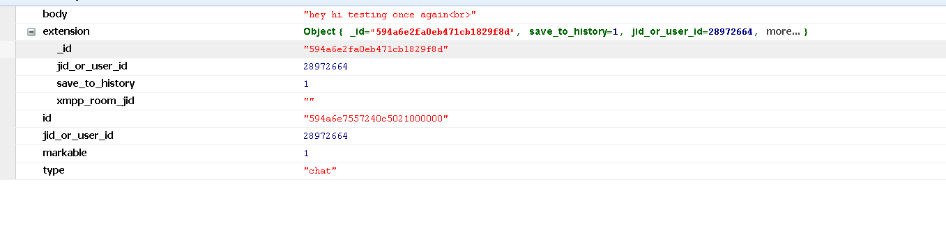 Quickblox messages are not getting saved to history,the messages are delivered to other user but ...