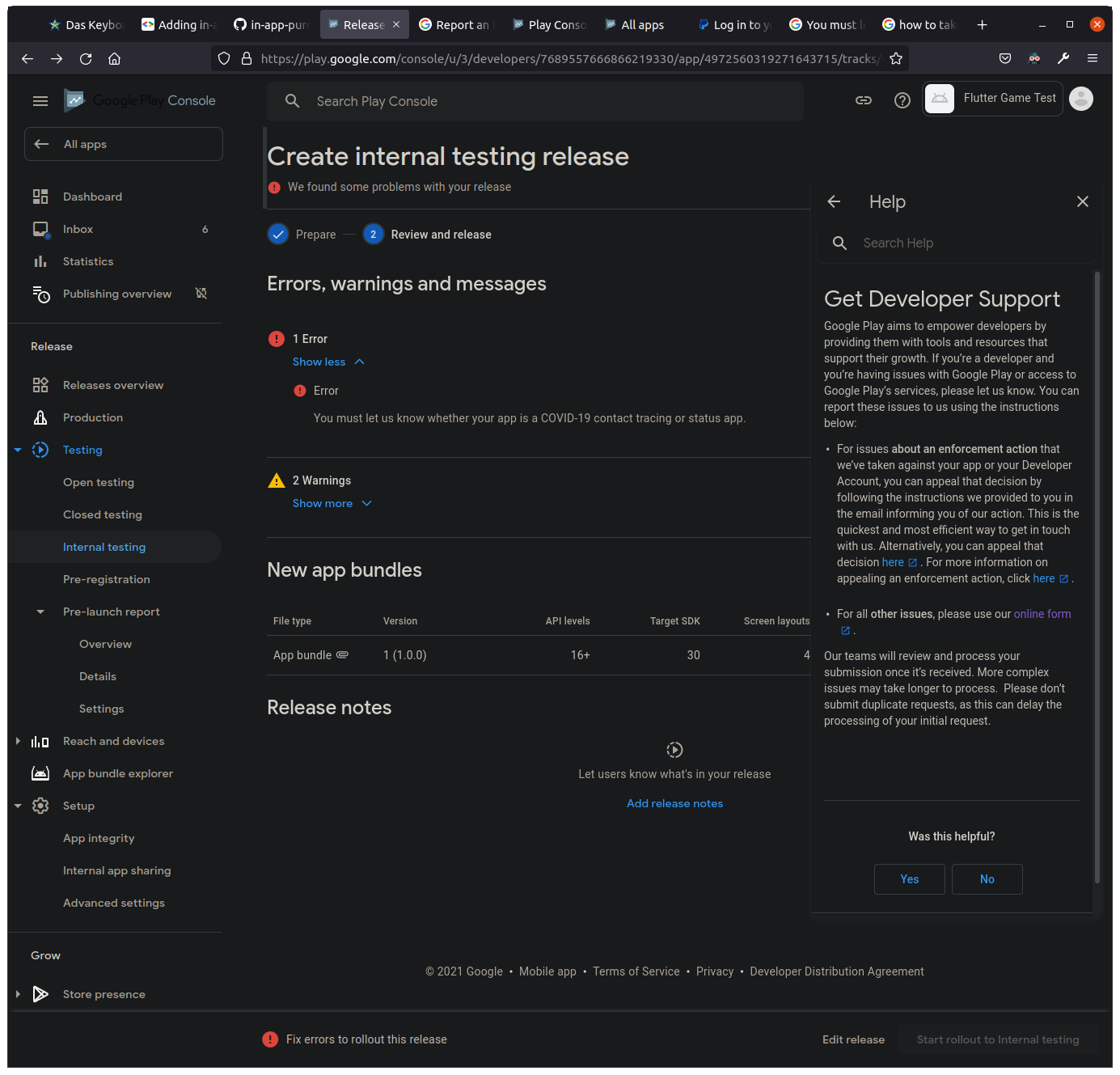 in-app-purchases demo fails in Google Play Console internal testing ...