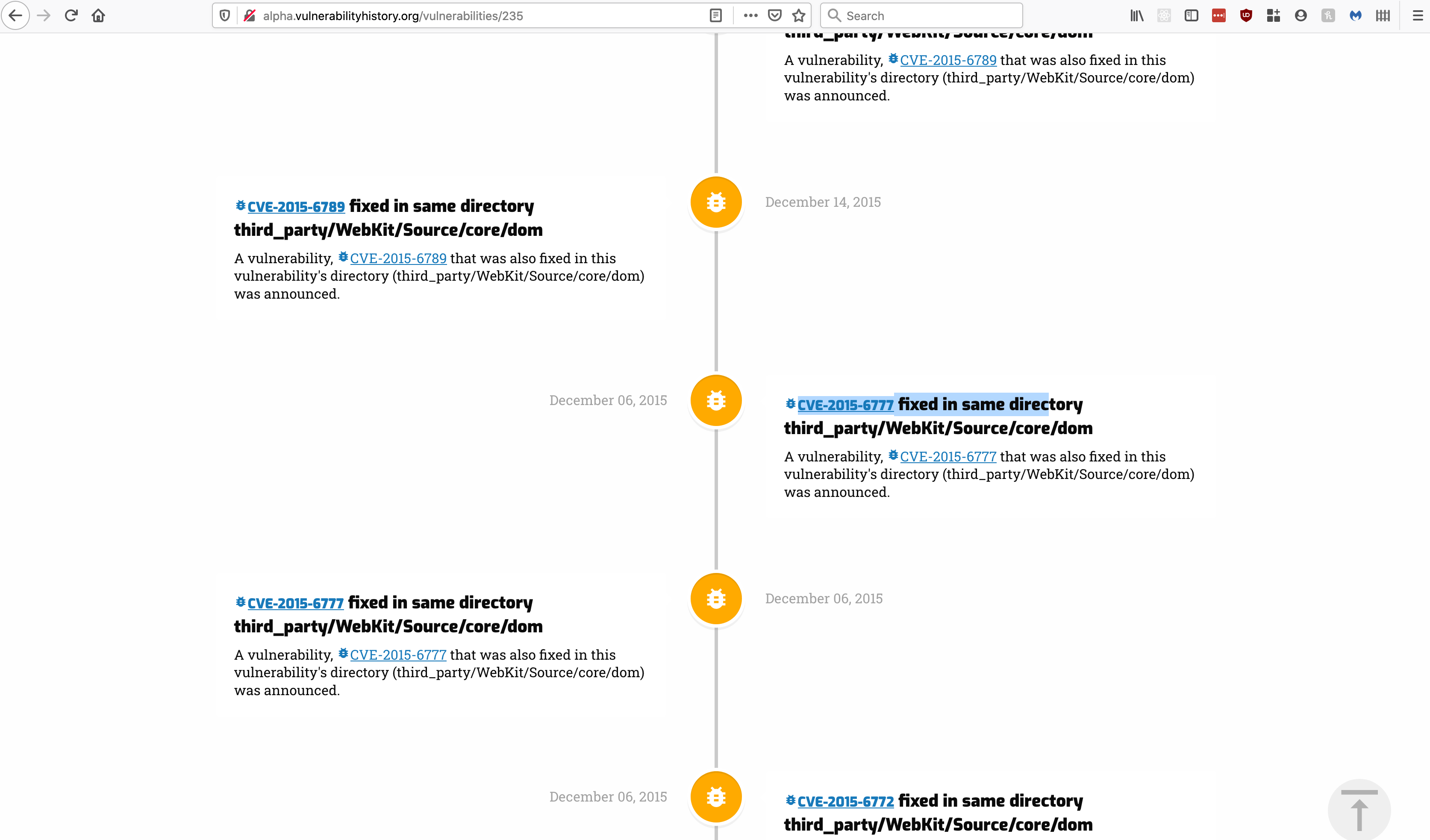 Vertical Timeline -> CVE links different font/size then the other text · Issue #702 ...