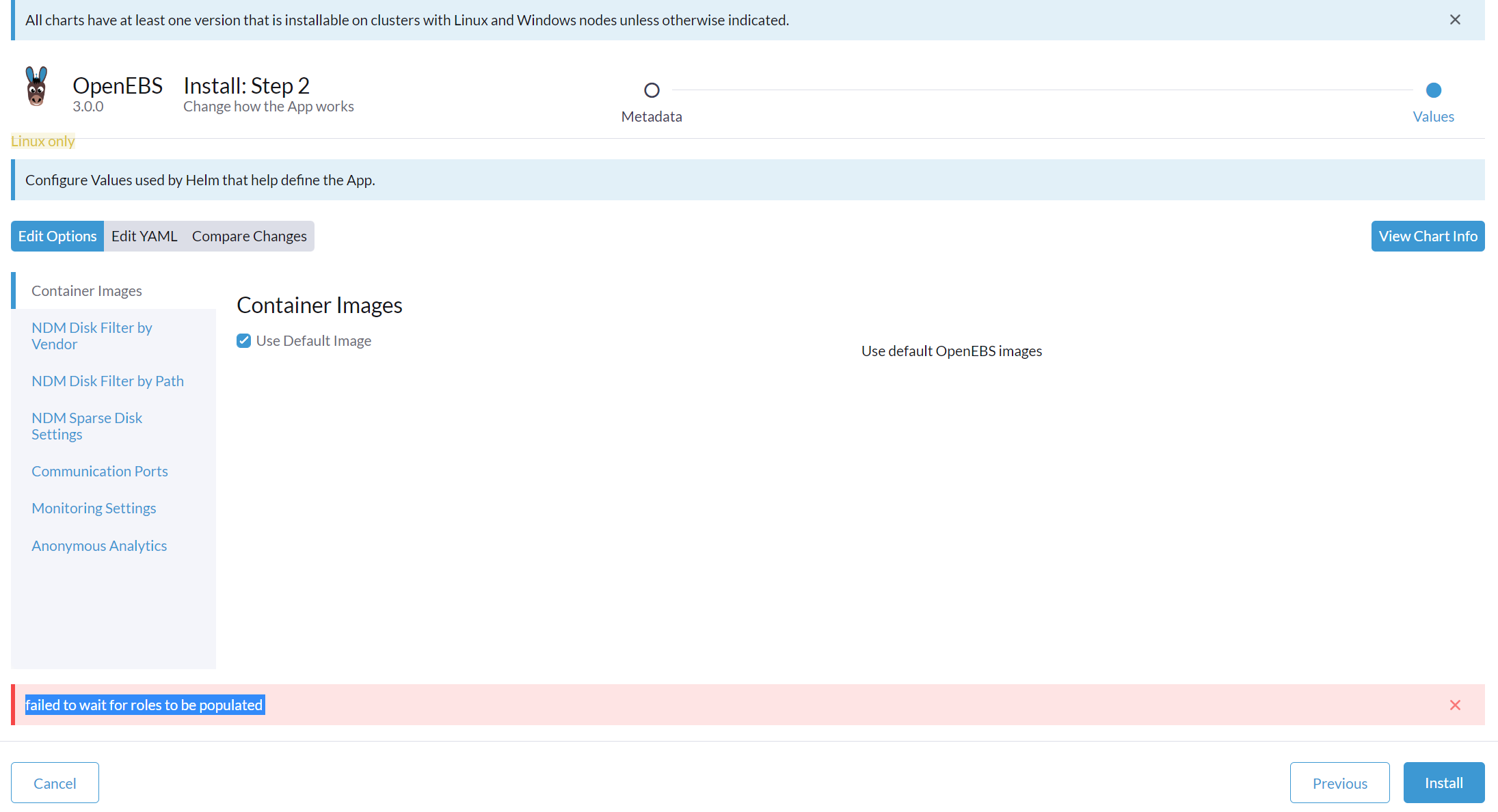 Can`t install in version 3.0 in rancher via catalog · Issue #3583 · openebs/openebs · GitHub
