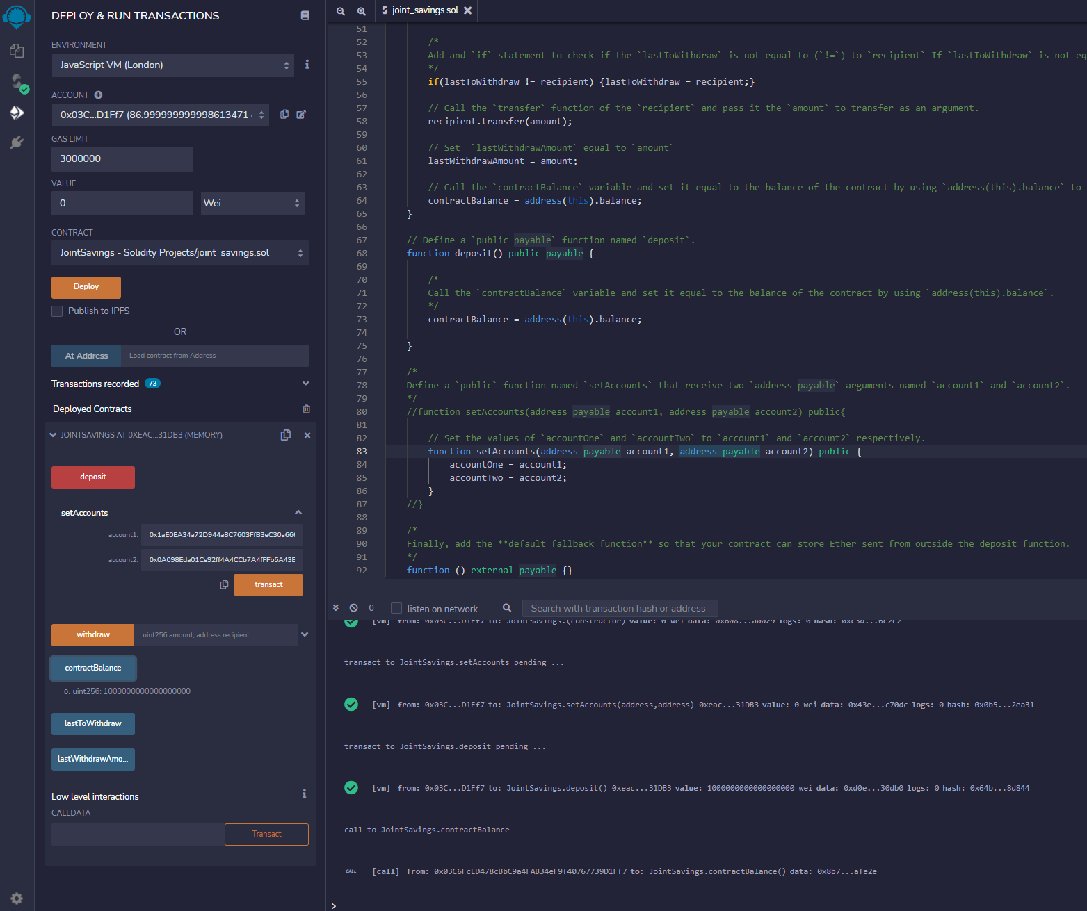 GitHub - cryptome/JointSavings: Solidity contract