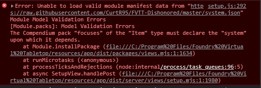 Can't install the module due to model validation error · Issue #115 · CurtR95/FVTT-Dishonored ...