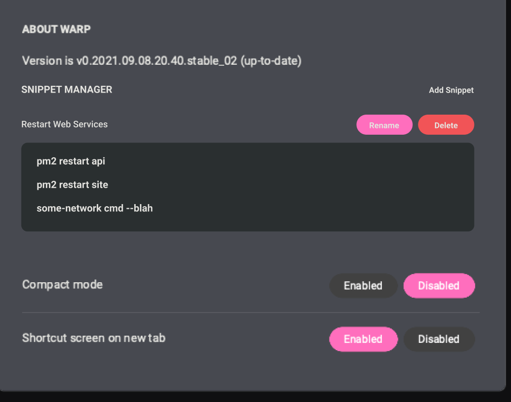 Moving to #625: Snippet manager · Issue #191 · warpdotdev/Warp · GitHub