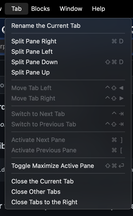 Provide a Show Next/Previous Tab menu item · Issue #2116 · warpdotdev/Warp · GitHub