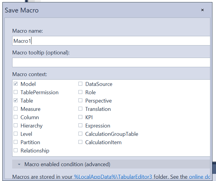 Missing Dialogue to modify Valid Contexts for a Macro · Issue #189 · TabularEditor ...