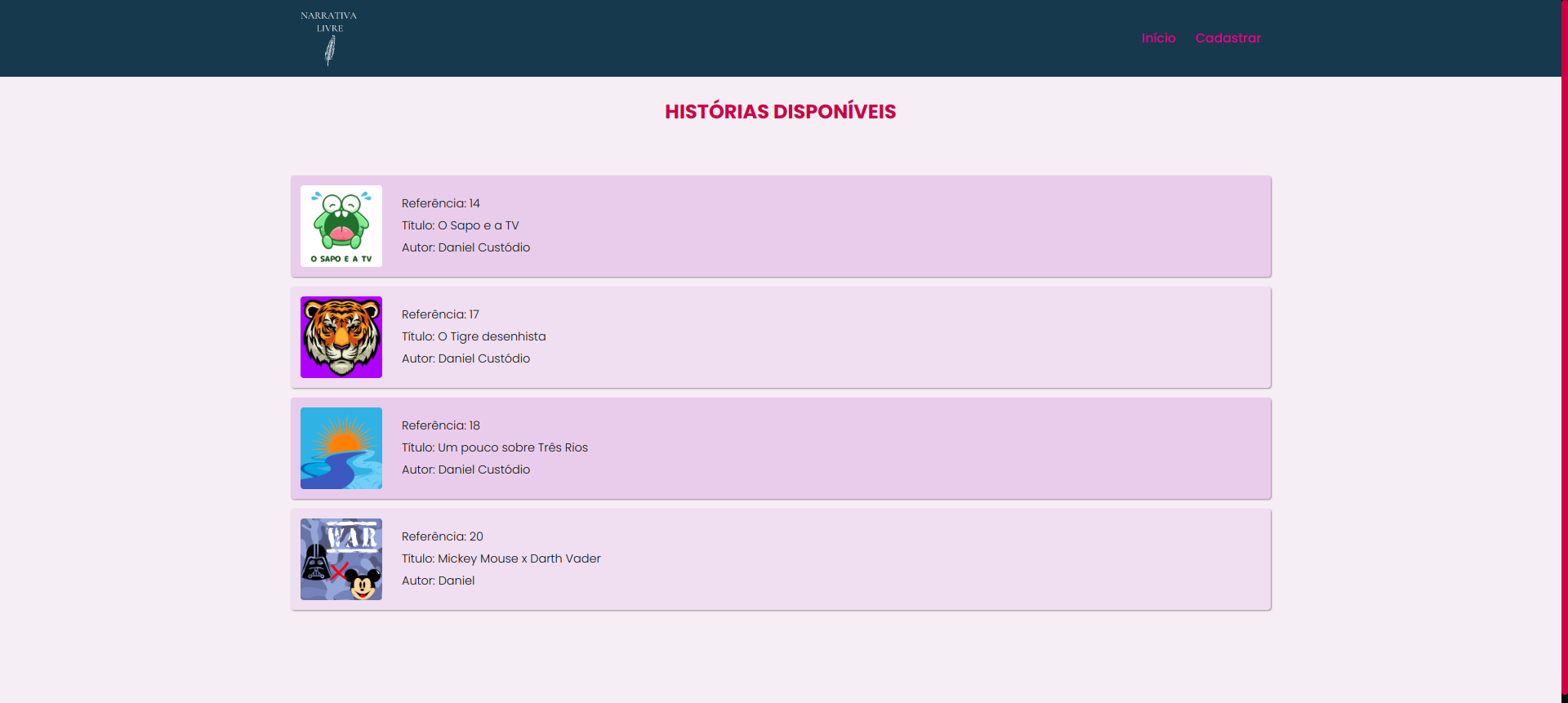 GitHub - DanielSCustodio/Narrativa-Livre: Este é um projeto de uma ...