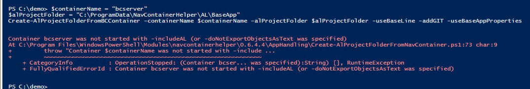 Create-AlProjectFolderFromBCContainer · Issue #639 · microsoft/navcontainerhelper · GitHub