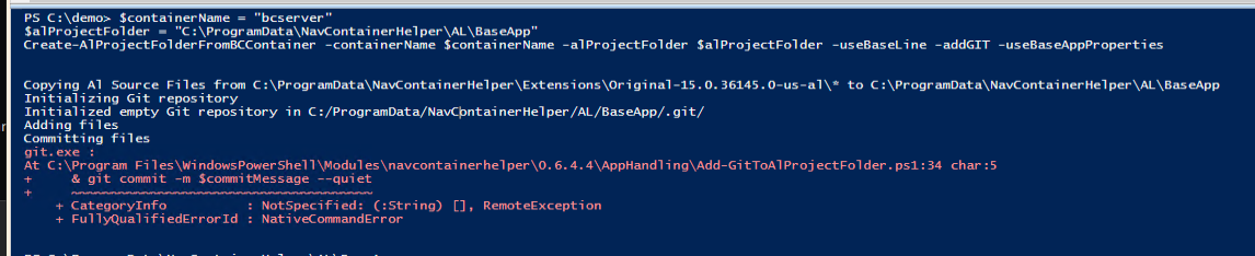 Create-AlProjectFolderFromBCContainer · Issue #639 · microsoft/navcontainerhelper · GitHub