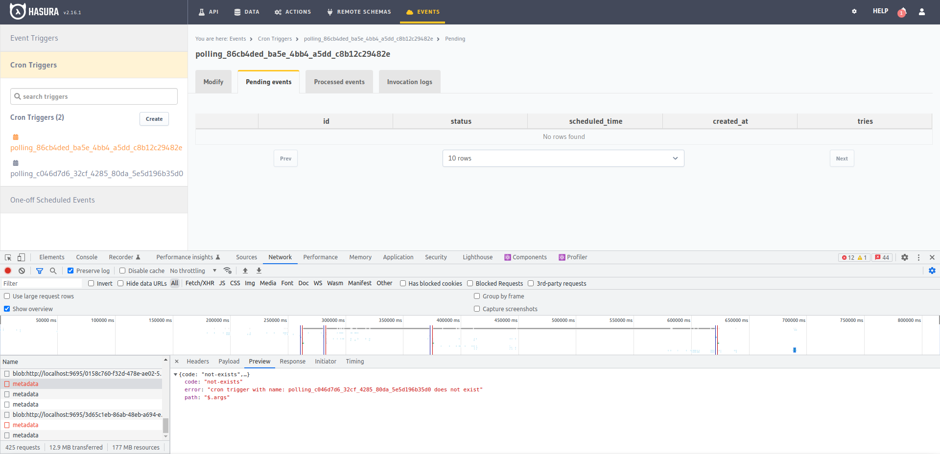 Cron Triggers in Hasura is not working locally when I created it via metadata API. · Issue #9341 ...