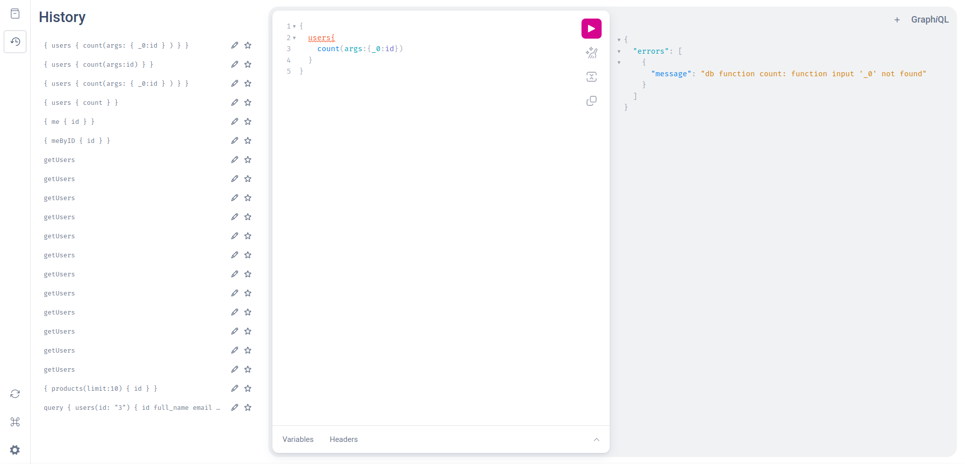 count query field is not accepting correct arguments · Issue #432 · dosco/graphjin · GitHub