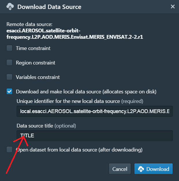 Data Source title not used or displayed on GUI · Issue #311 · CCI-Tools/cate · GitHub