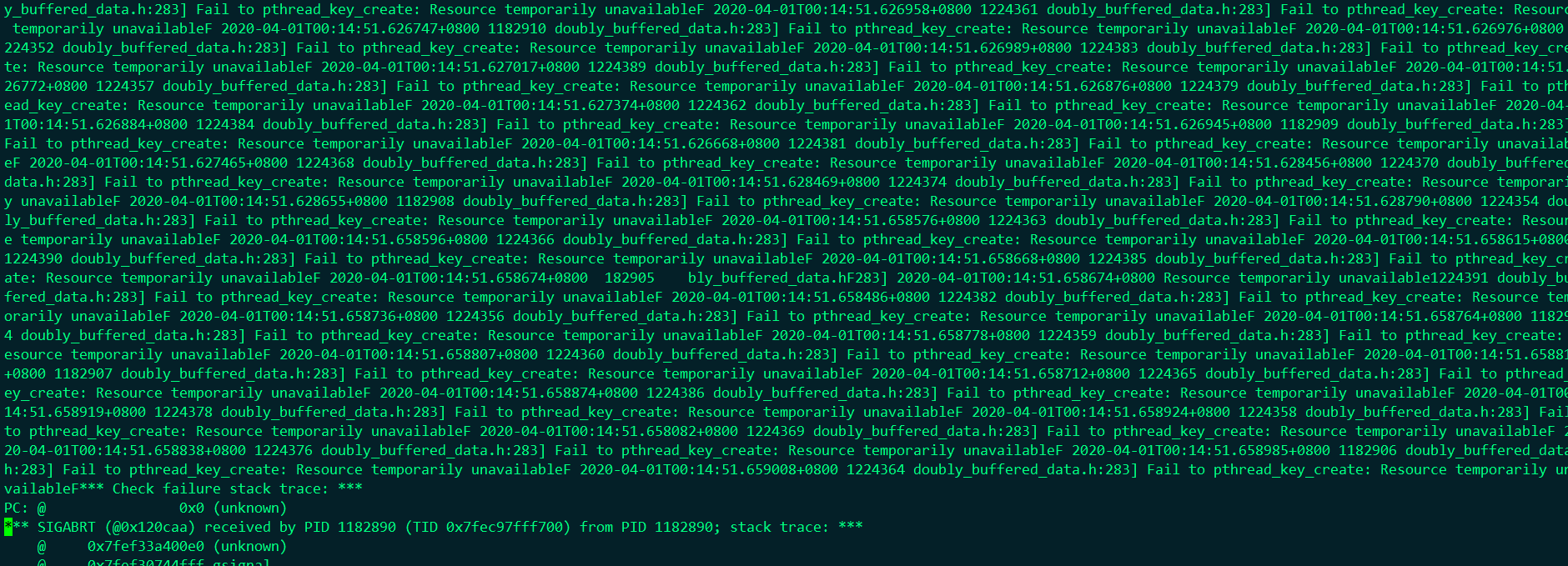 运行过程中出现Fail to pthread_key_create: 导致程序FATAL退出 · Issue #1082 · apache/brpc · GitHub