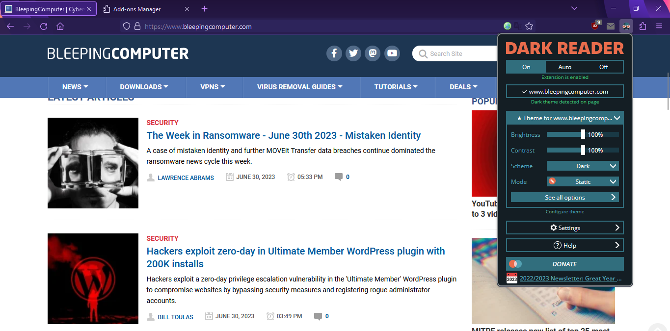 [Broken Website] bleepingcomputer.com · Issue #11465 · darkreader/darkreader · GitHub