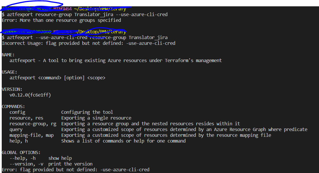 Unable to import resources using aztfexport · Issue #426 · Azure/aztfexport · GitHub