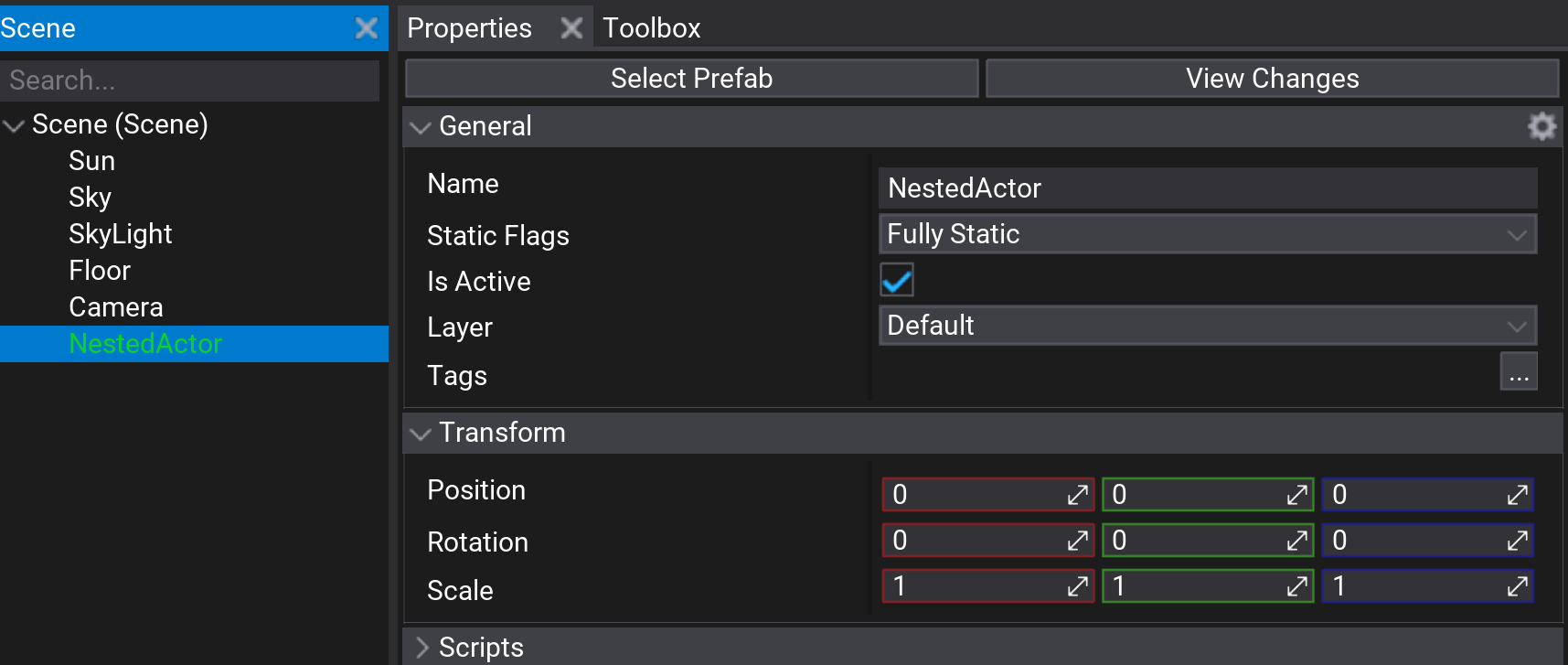 Nested prafabs on scene don't apply changes from root prefab, also Transform changes in root don ...