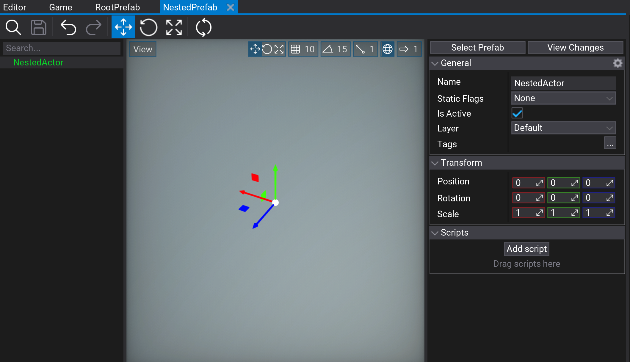 Nested prafabs on scene don't apply changes from root prefab, also Transform changes in root don ...