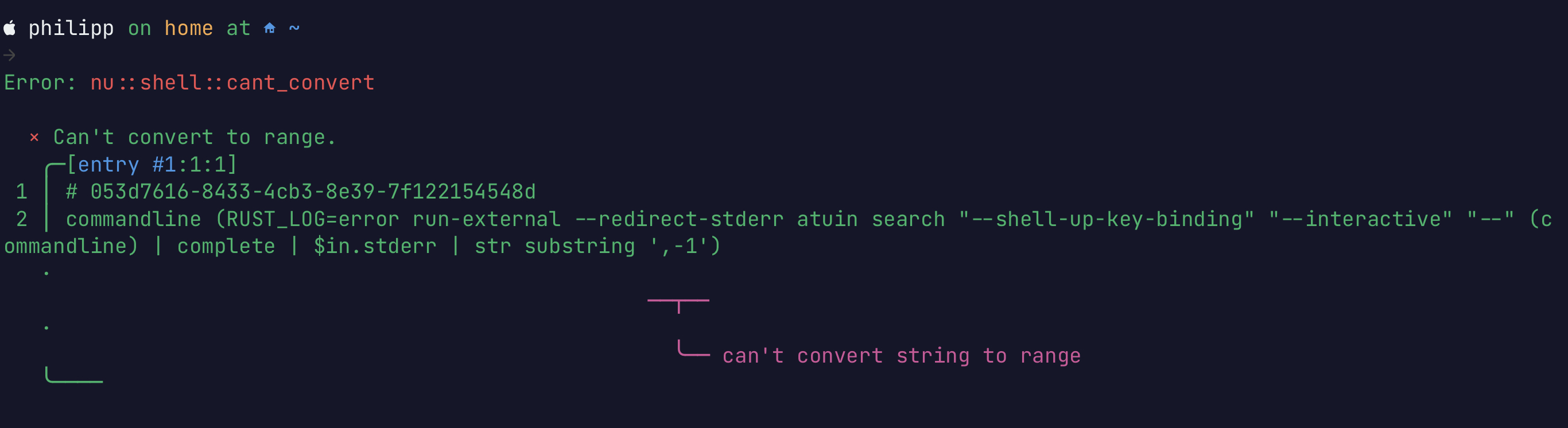 When Selecting Command From History Nushell Throws An Error · Issue 852 · Atuinshatuin · Github
