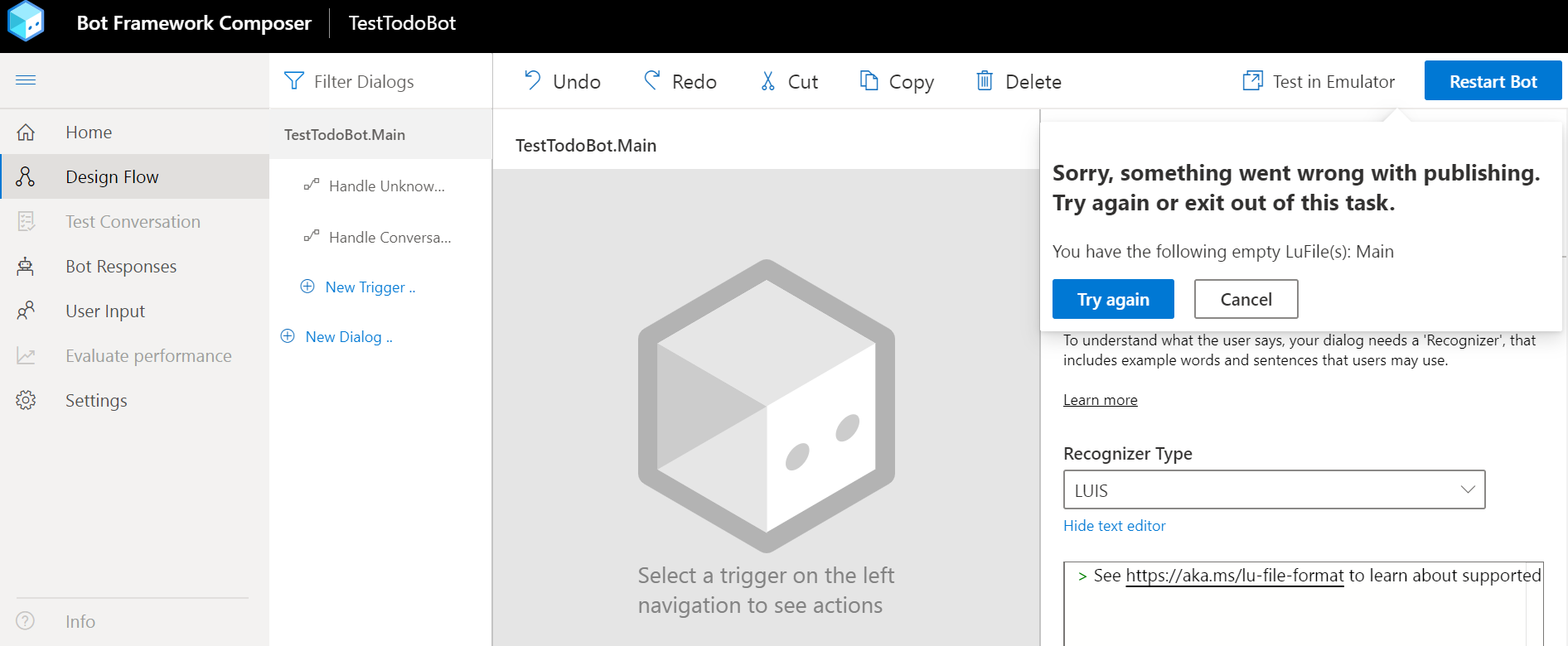 [Bug Bash] Echobot template does not work out of the box (empty LU file) · Issue #1384 ...