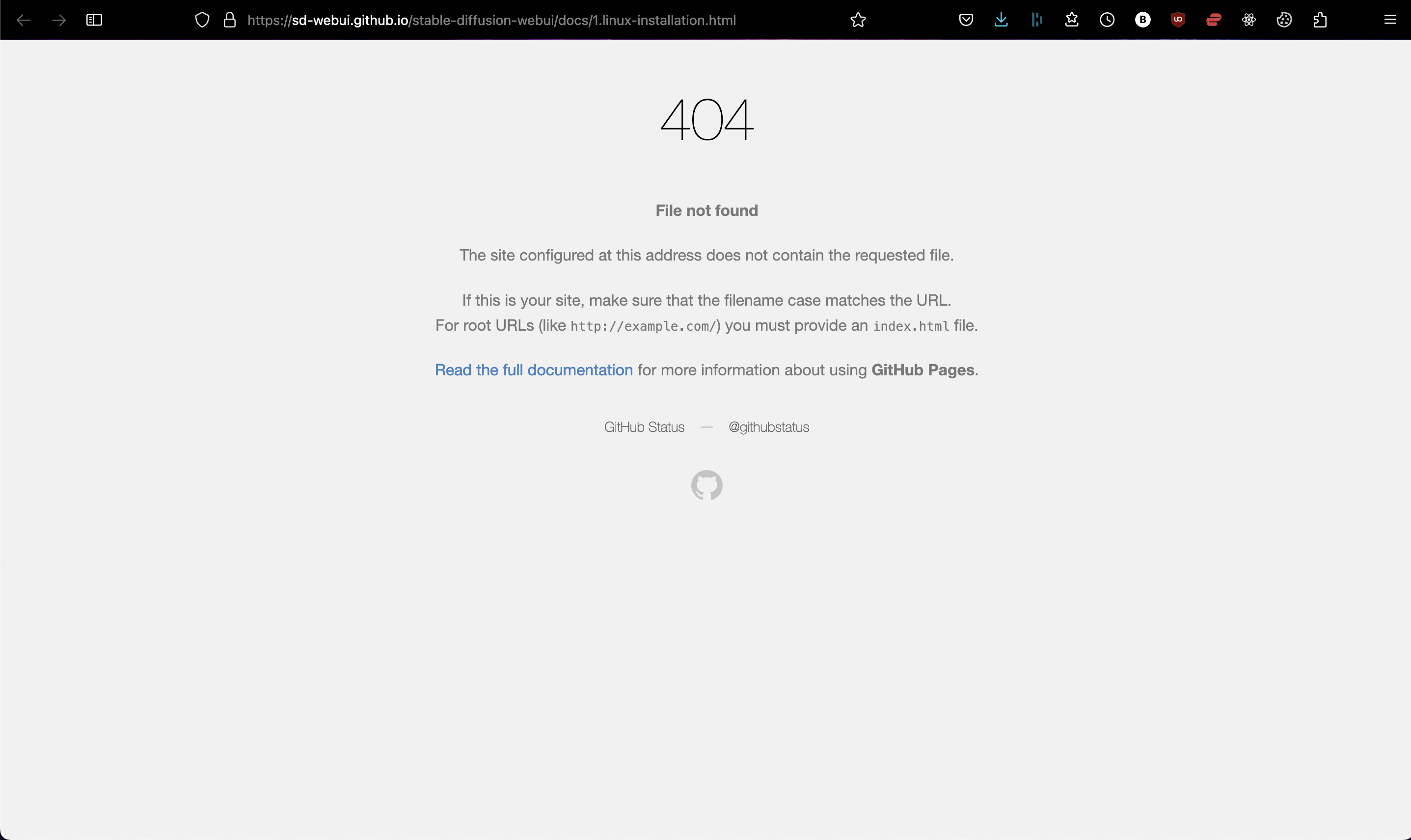 [Bug]: docs/1.linux-installation.html 404 Not Found · Issue #1275 · Sygil-Dev/sygil-webui · GitHub