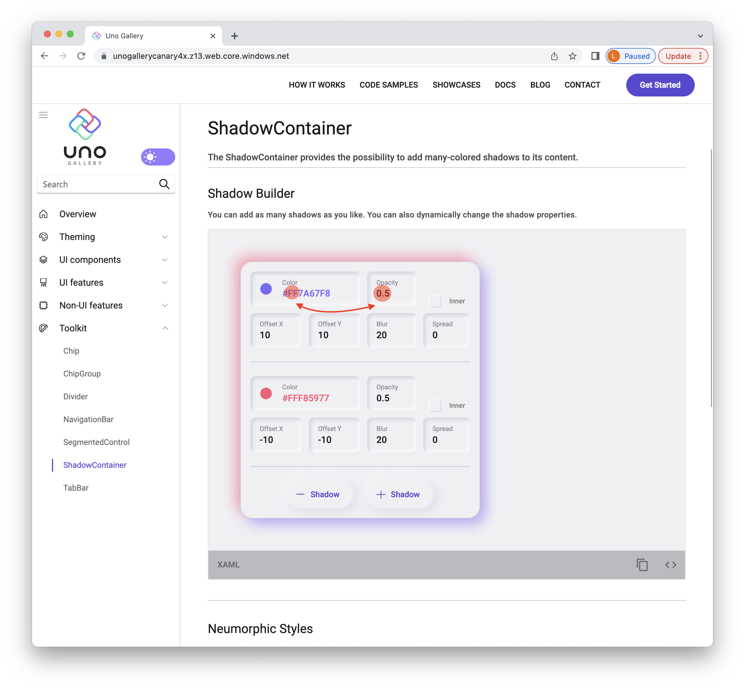 [ShadowContainer][Wasm] Shadow Builder - Chain opacity value in color and in opacity fields ...