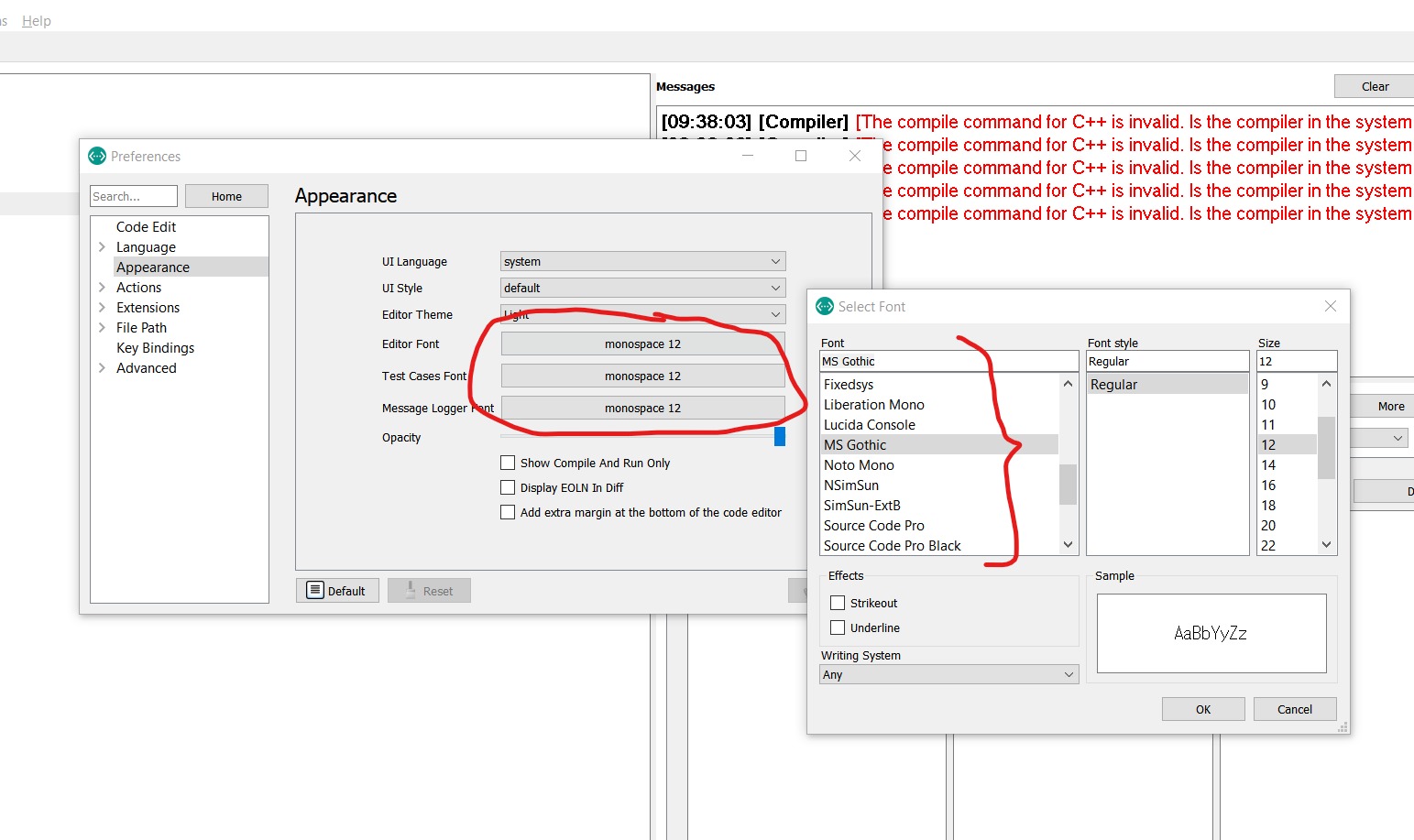 Monospace as default font even though its not installed · Issue #422 · cpeditor/cpeditor · GitHub