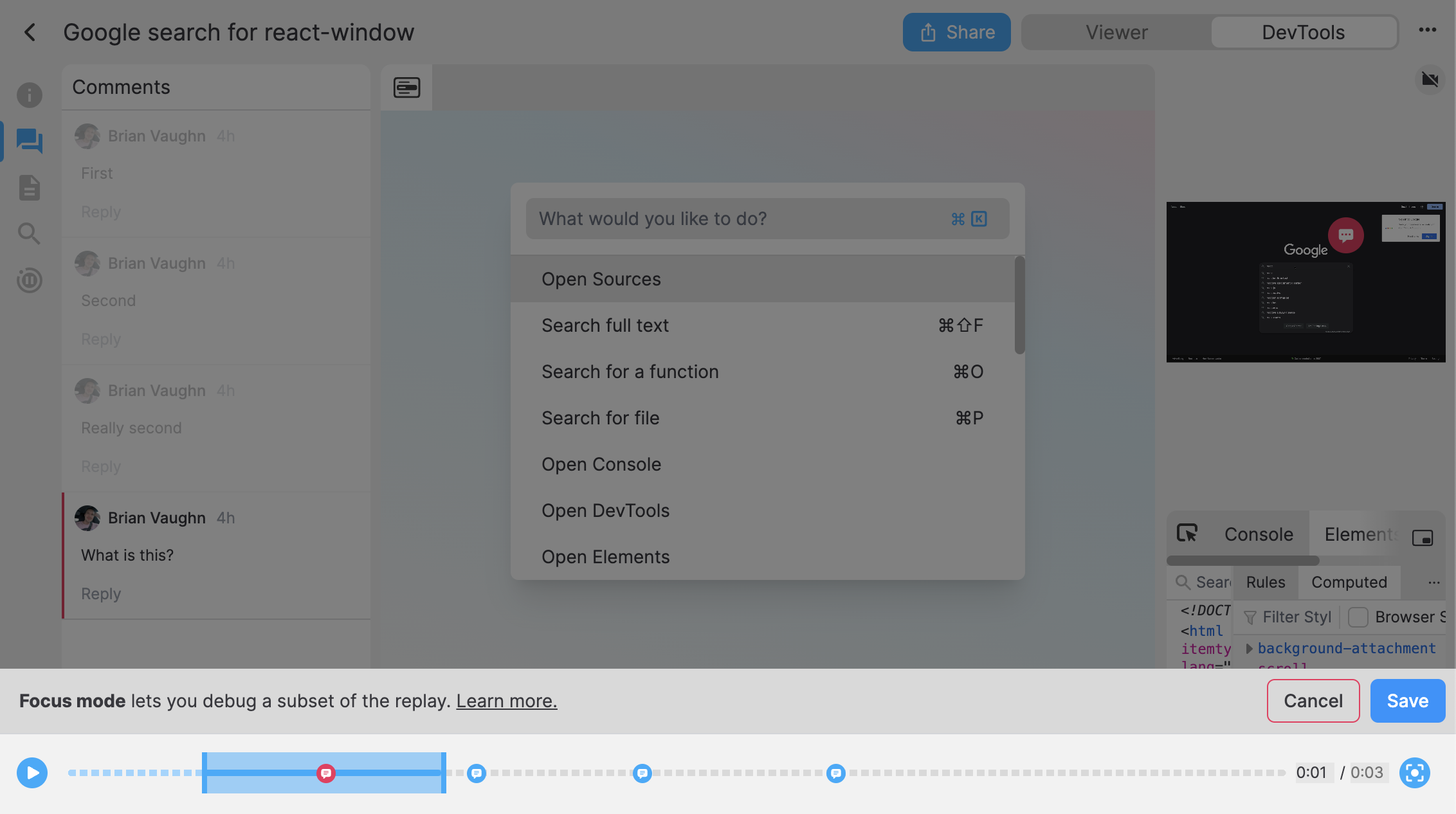 Focus Window modal 🔫 · Issue #6706 · replayio/devtools · GitHub