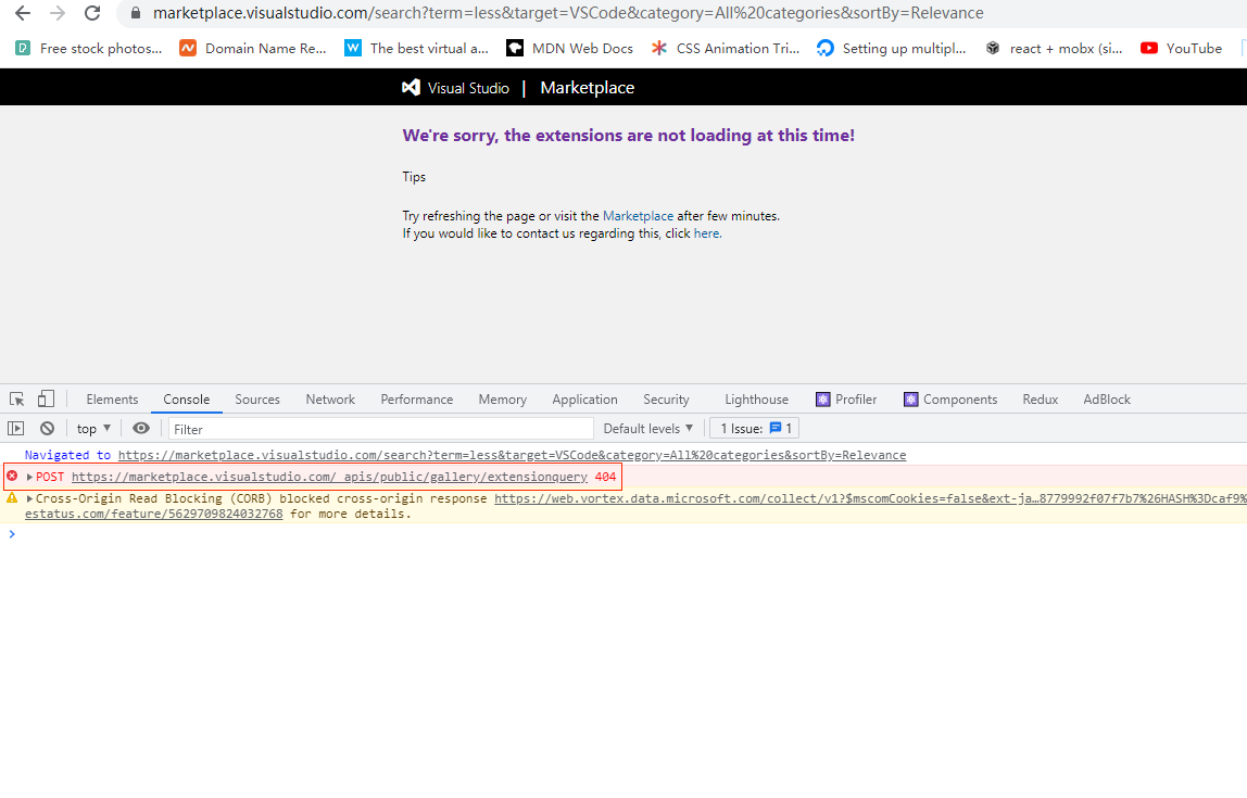 The Extensions Marketplace Is Crashed · Issue 177 · Microsoft 