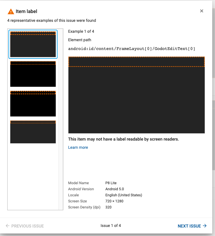 Android pre-launch report Accessibility tab warnings about splashscreen · Issue #42075 ...