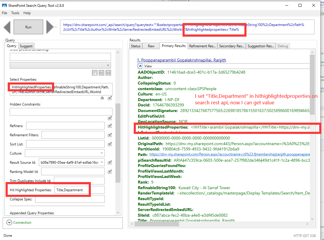 Support "Hit Highlighted Properties" in PnP Search Result Webpart when use SharePoint Search ...