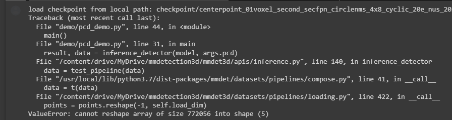 Receiving Value Error when running inference command · Issue #1402 · open-mmlab/mmdetection3d ...