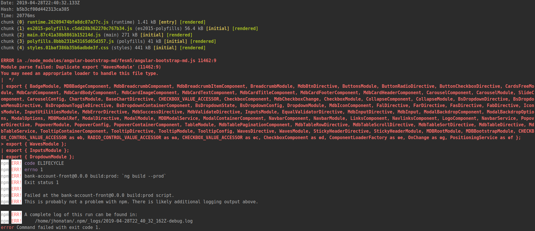 Duplicate export 'WavesModule' ng build --prod · Issue #112 · mdbootstrap/mdb-angular-ui-kit ...
