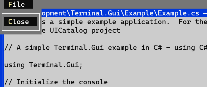 Menu does not appear when invoked from hotkey · Issue #2186 · gui-cs/Terminal.Gui · GitHub