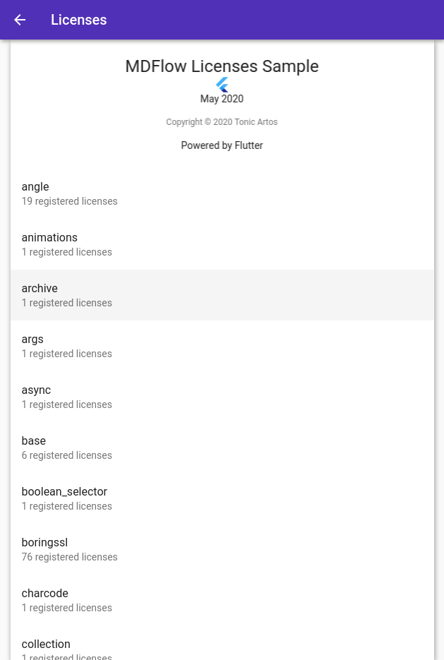 Proposal: New UI for Licenses Page. · Issue #57226 · flutter/flutter ...