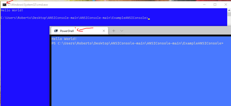 Background color looks different in powershell and standalone command ...