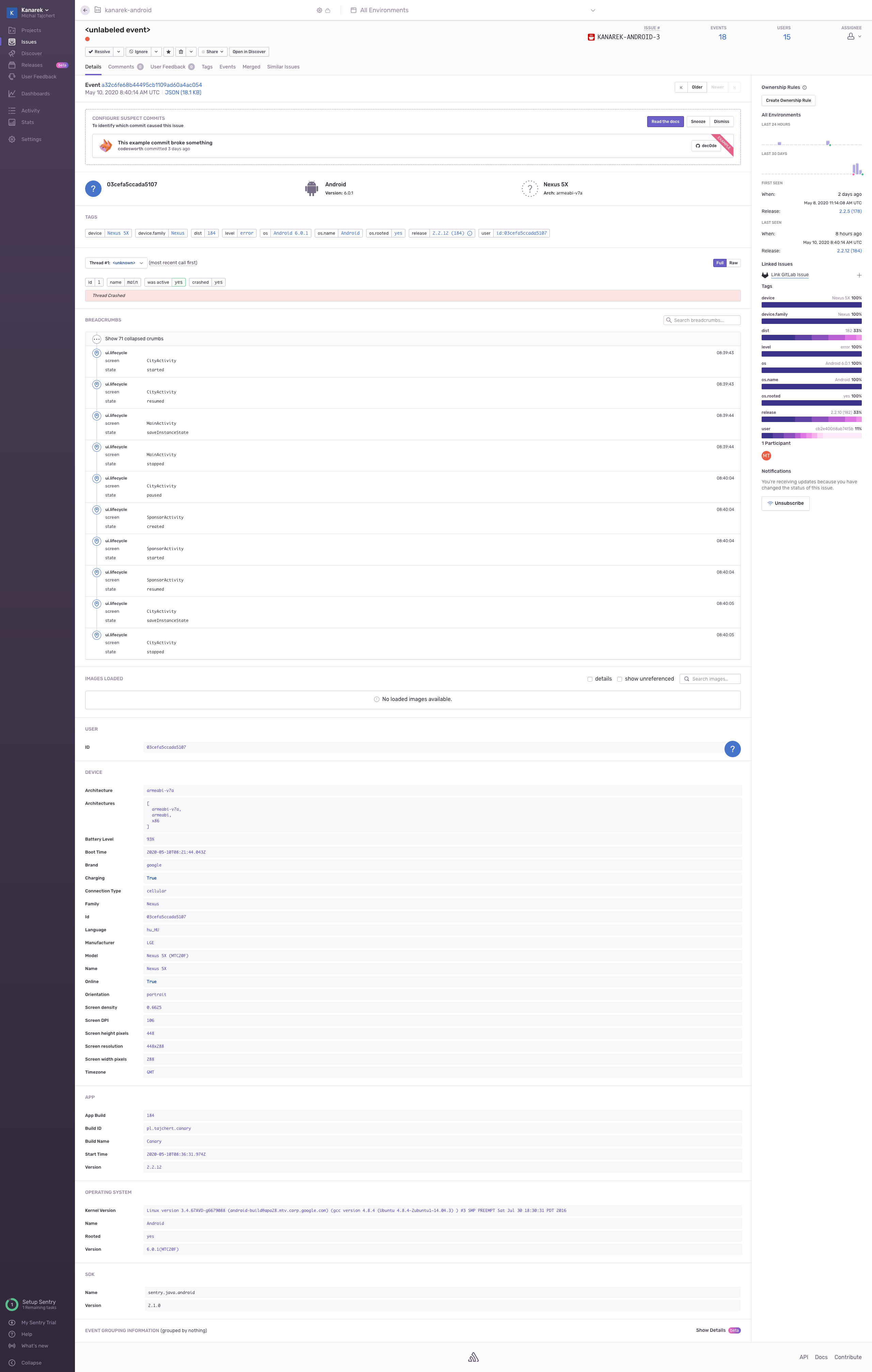 Unlabeled event reported from SDK, visible after each release · Issue #400 · getsentry/sentry ...