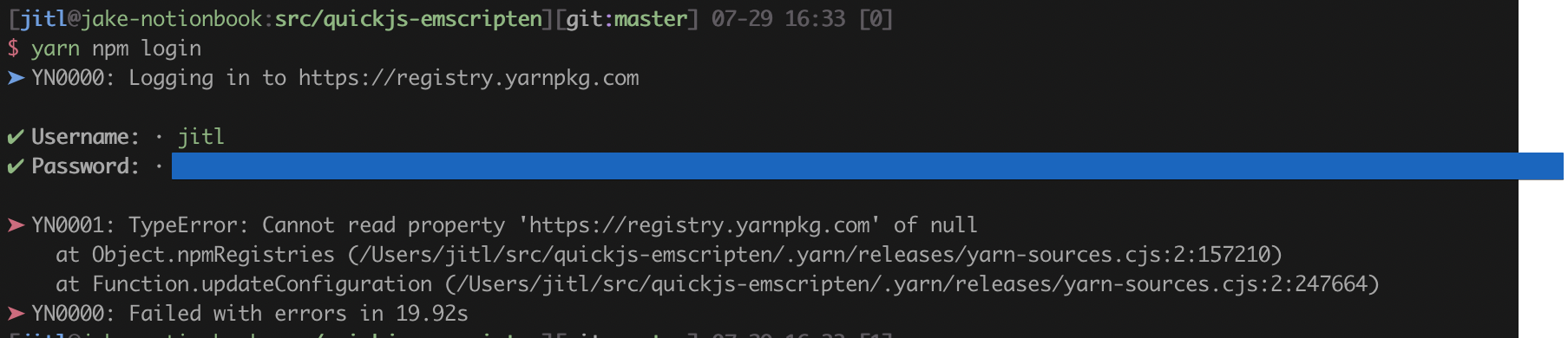 [Bug] YN0041: Invalid authentication after logging in with `yarn npm login` · Issue #1641 ...